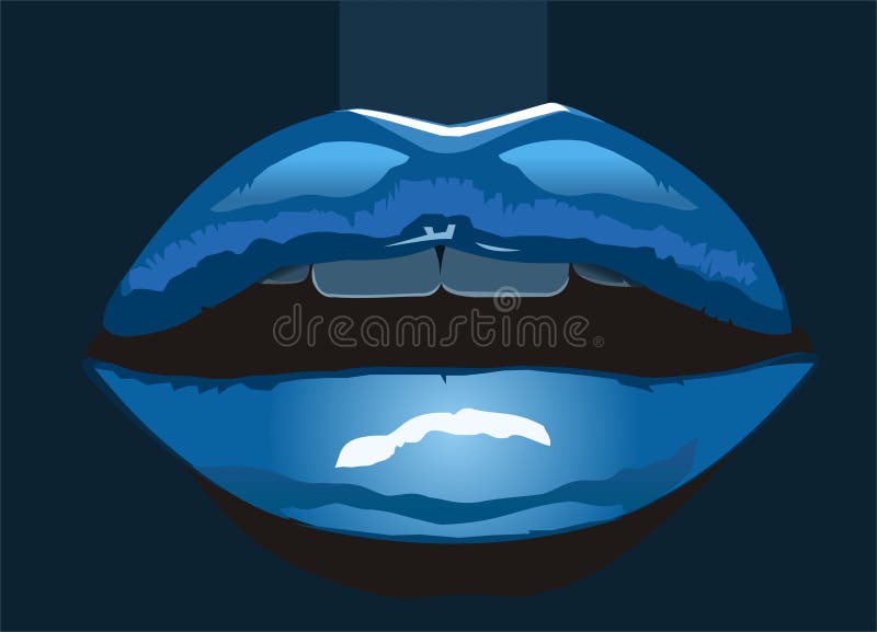 Blue Lips stock vector. Illustration of lips, female, glossy - 2583989