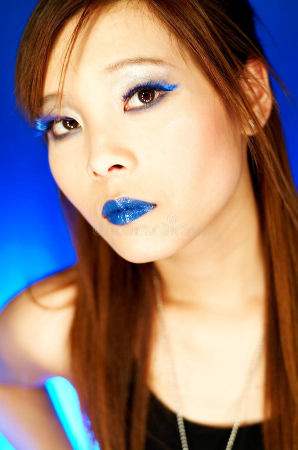Blue Lips stock image. Image of makeover, hair, girl, happy - 907755