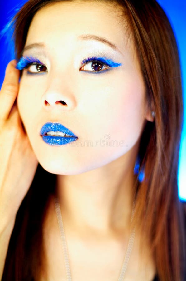 Blue Lips stock image. Image of beauty, babe, glamour, asian - 907791