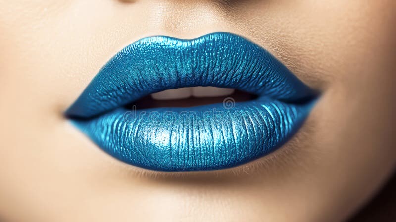 Blue lips, AI generated stock illustration. Illustration of glamour ...
