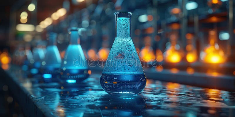 Blue Liquid in a Beaker. Created by Generative Artificial Intelligence ...