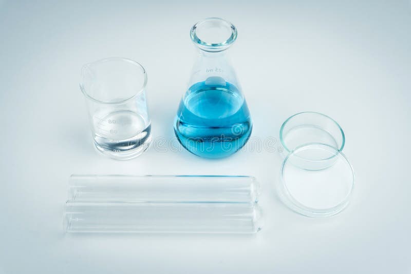 Two Clear Beaker With Water In Chemical Science Laboratory Research ...