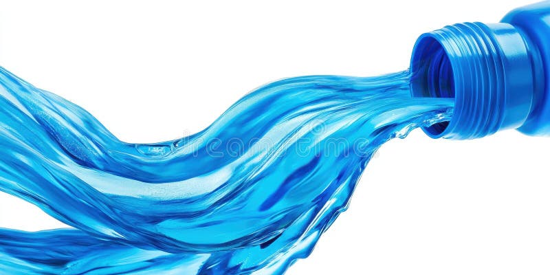 Blue Liquid Flowing from Bottle Dynamic Splash Clean Water Refreshing ...