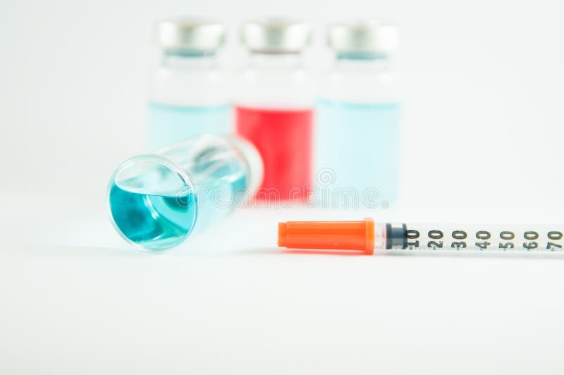 Blue Liquid in Injection Vials Stock Image - Image of injection, glass ...