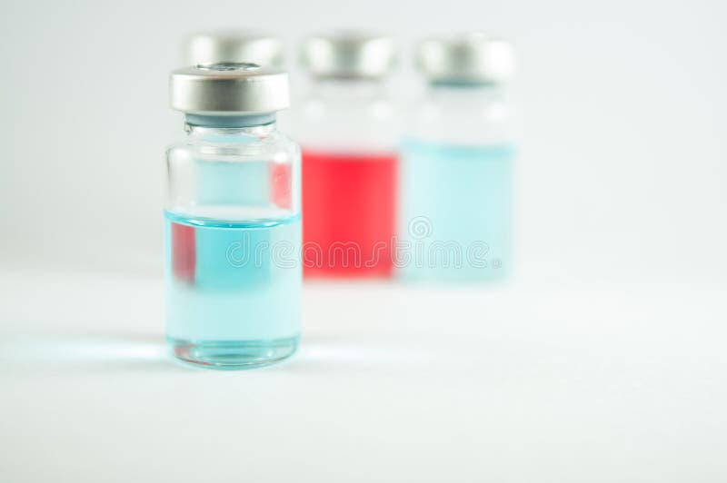 Blue Liquid in Injection Vials Stock Image - Image of health, color ...