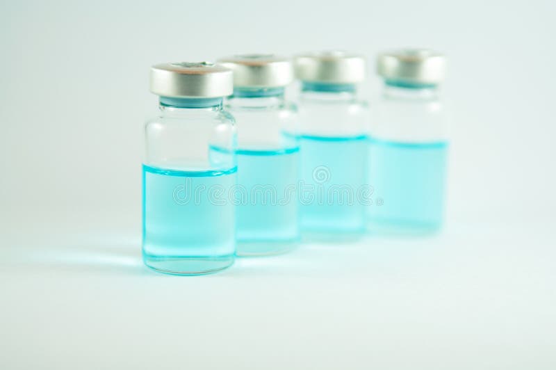 Blue Liquid in Injection Vials Stock Image - Image of injection, glass ...