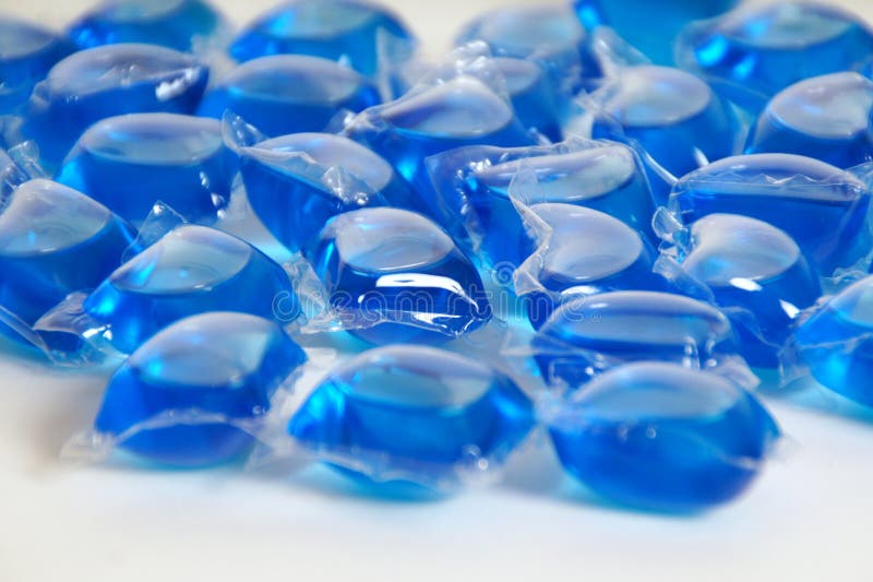 Blue Liquid Laundry Detergent Pods Stock Image - Image of washing, wash ...
