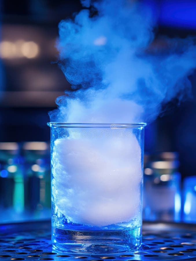 Blue Liquid Nitrogen Smoke Effect in Glass Beaker Science Experiment ...