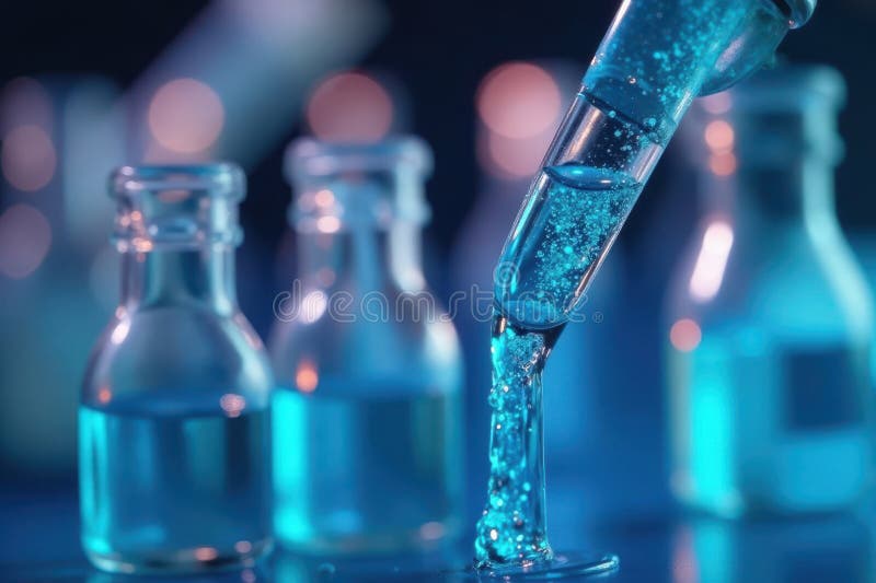 Blue Liquid in Pipette Over Test Tube Biotechnology Research , Science ...