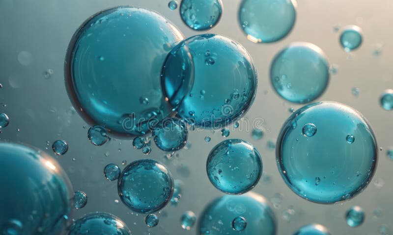 A Blue Liquid is Shown in the Image, with Many Small Bubbles Floating ...