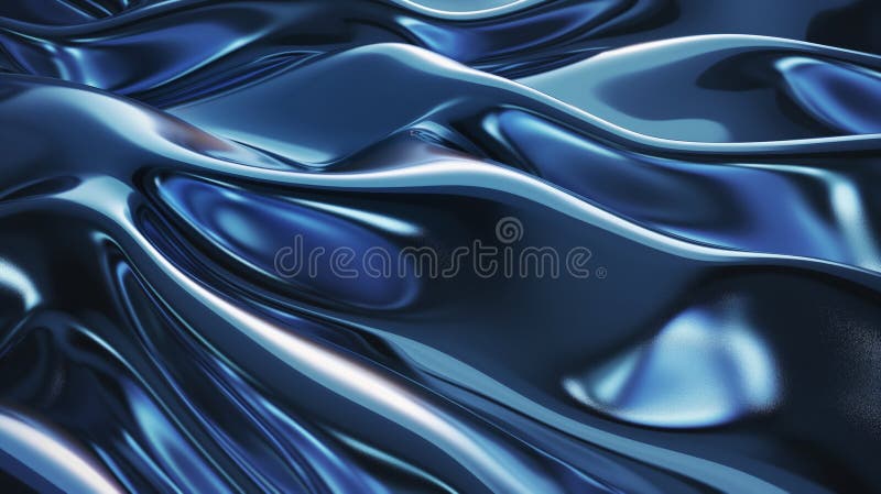 Blue Liquid Smooth Silk-like Waves. 3D Rendering of a Soft and Delicate ...