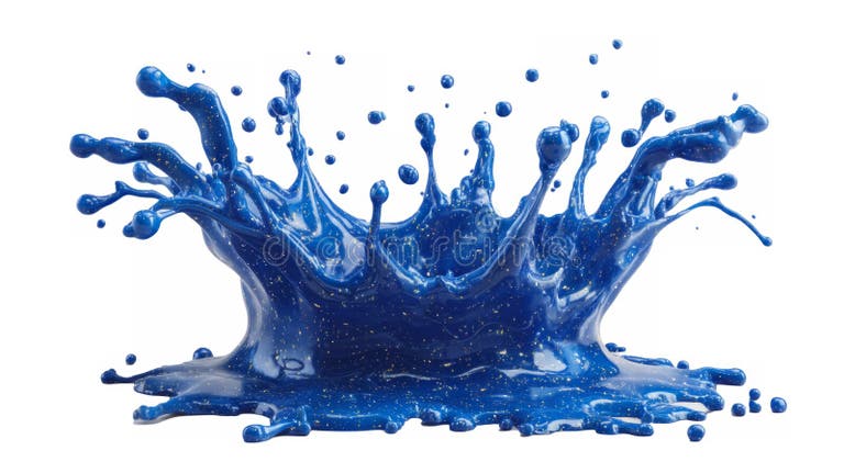 Blue Liquid Splash Exploding Outward in Dynamic Arcs, Clean White ...