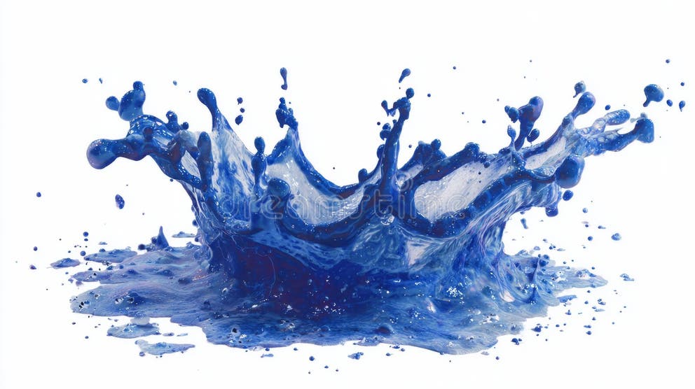 Blue Liquid Splash Exploding Outward in Dynamic Arcs, Clean White ...