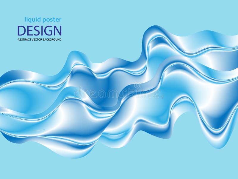 Blue Liquid in a Wavy Stream. Abstract Wave Background Stock Vector ...