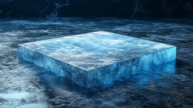 A Blue-lit Room with a Modern Design Aesthetic Includes a Neon Square ...