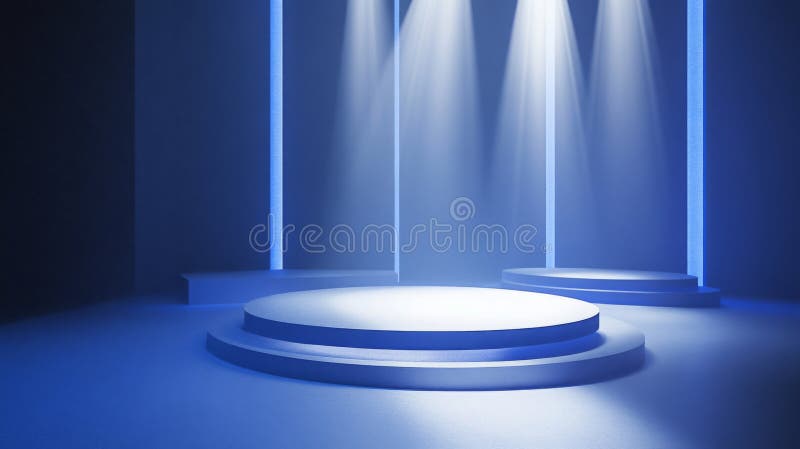 Blue-lit Stage Featuring Spotlight Effects in an Empty Performance ...