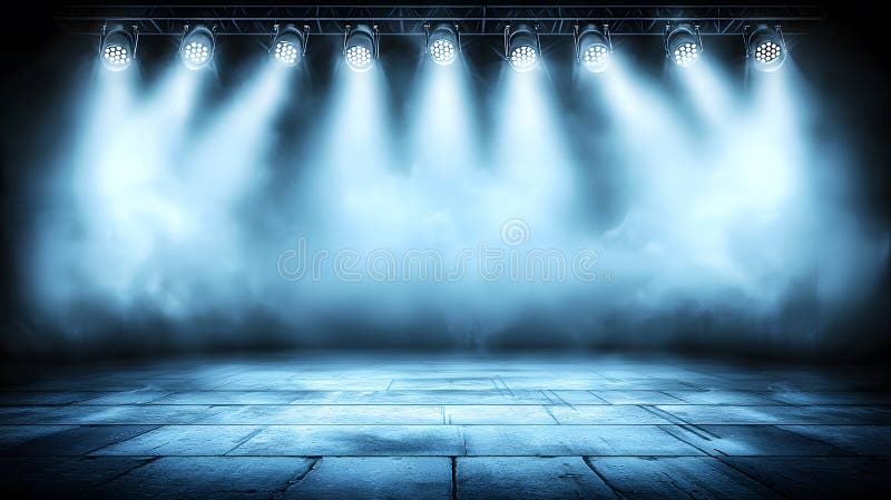 Blue Lit Stage with Spotlight Effect Stock Illustration - Illustration ...