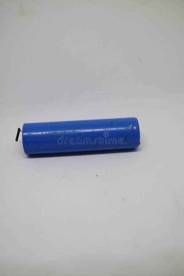 Blue Lithium Battery on White Background Stock Image - Image of ...