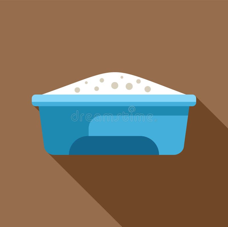 Blue Litter Box Full of Fresh Cat Litter Standing on Brown Background ...