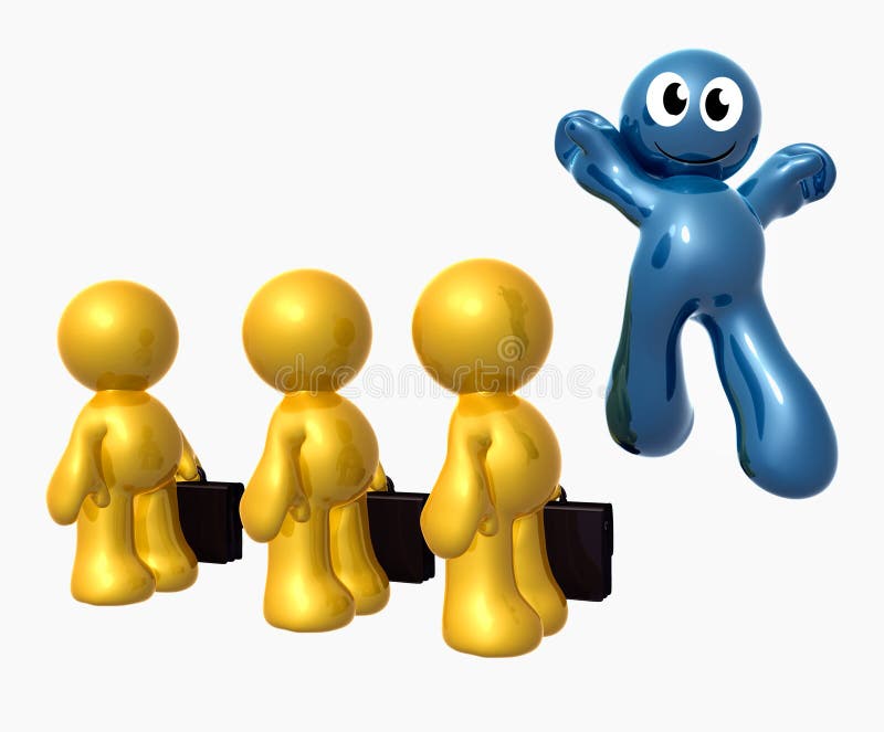 Blue Little Funny Icon Jumping from the Crowd Stock Illustration ...