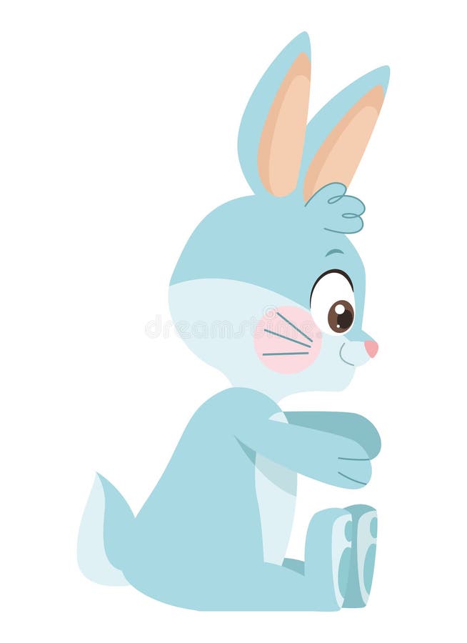 Blue little rabbit seated stock vector. Illustration of bunny - 226227209