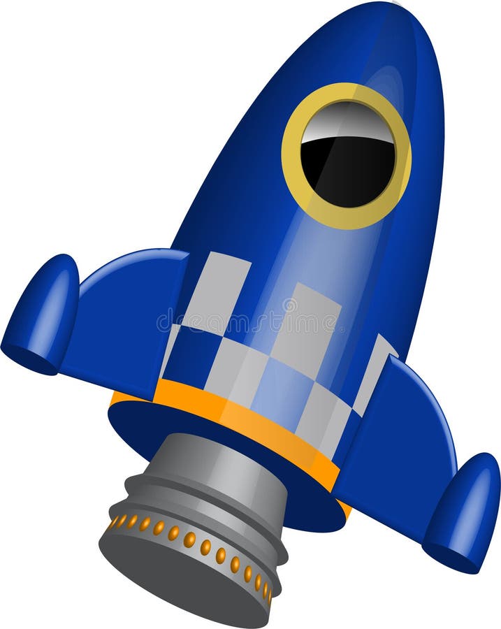 Blue Little Rocket Ship Illustration Stock Illustration - Illustration ...