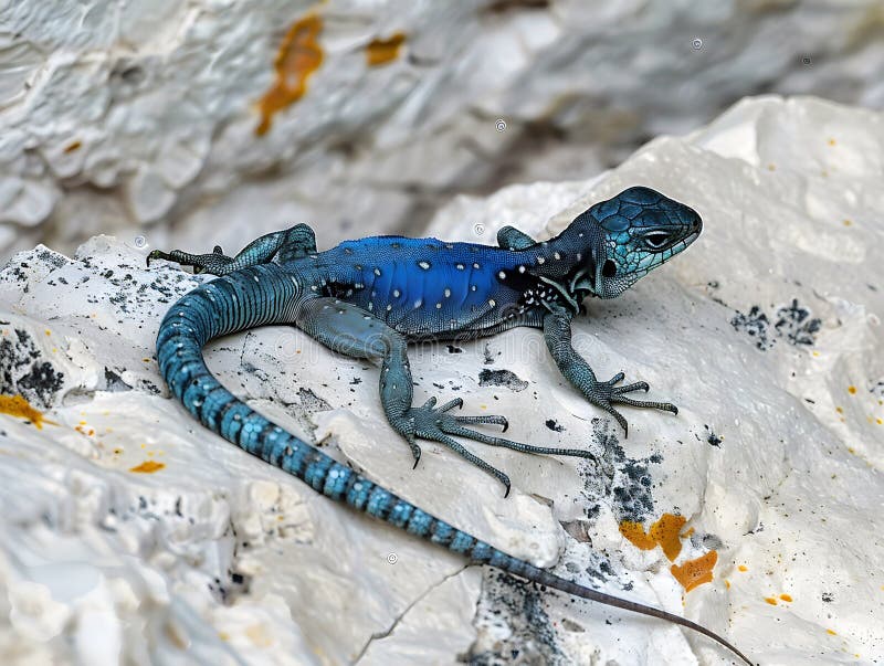 Blue Lizard on Rocks in a Desert Landscape, AI-generated. Stock ...