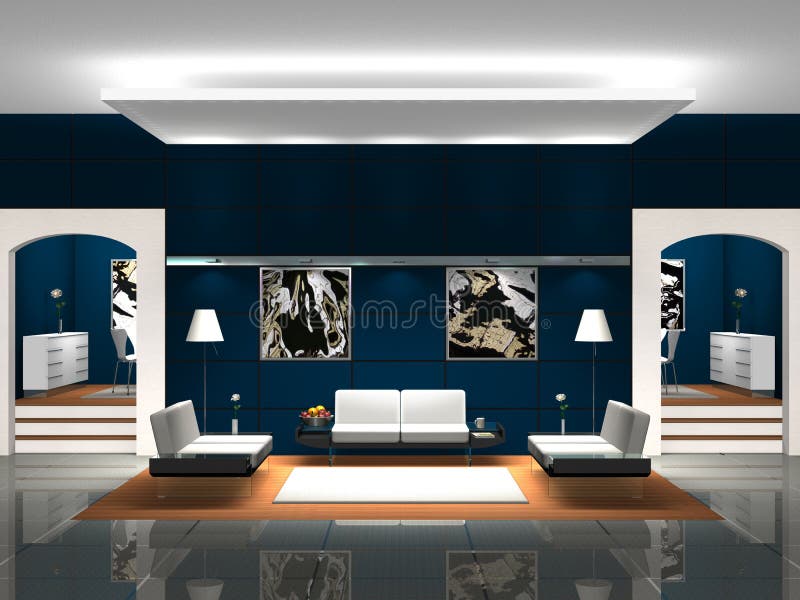 Blue Lobby stock illustration. Illustration of area, corner - 21475979
