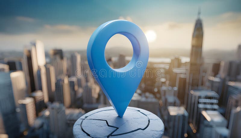 Blue Location with City Landscape Stock Illustration - Illustration of ...