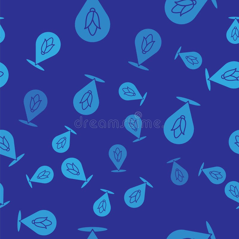 Blue Location Corn Icon Isolated Seamless Pattern on Blue Background ...