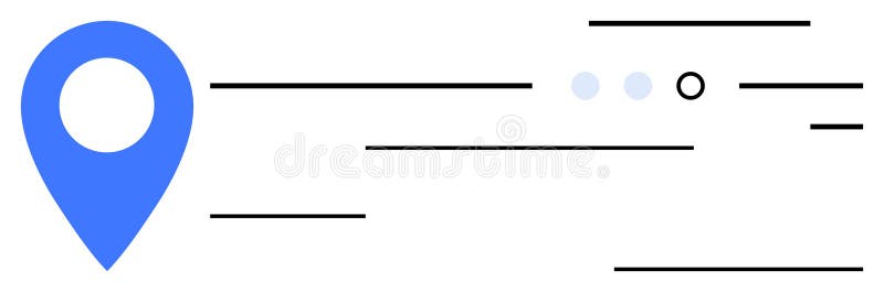 Blue Location Pin with Horizontal Black Lines and Circles Representing ...