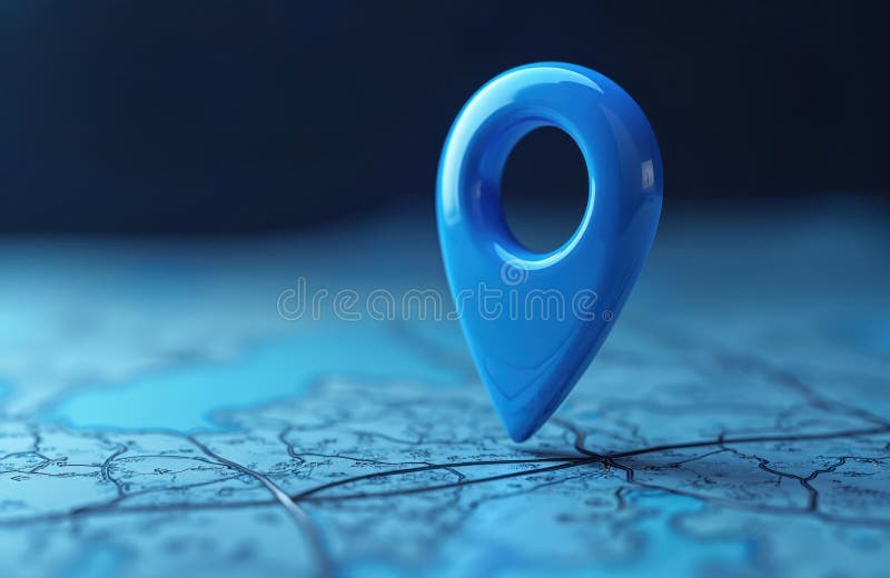 Blue Location Pin Icon on a Map Symbolizes Precise Navigation and ...