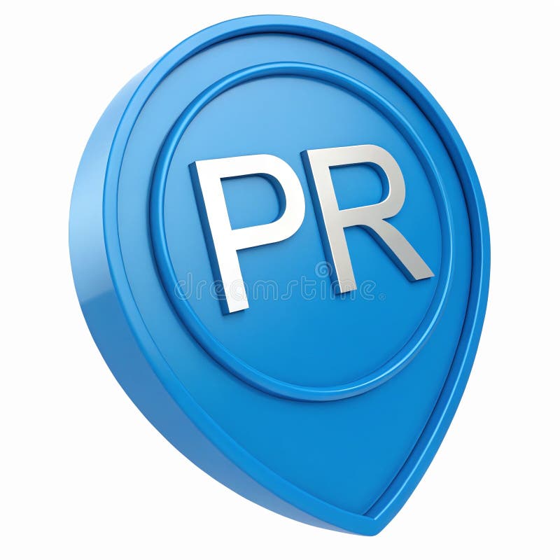 Blue Location Pin with PR Initials on Transparent Background for ...