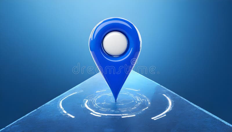 Blue Location Symbol of Pin on Blue Background Stock Illustration ...