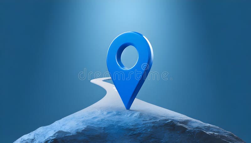 Blue Location Symbol of Pin on Blue Background Stock Illustration ...