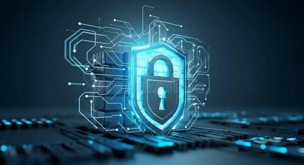 Blue Lock is on a Computer Chip Stock Photo - Image of chip, generated ...