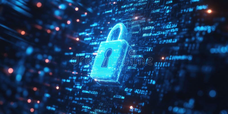 A Blue Lock is Displayed on a Computer Screen Stock Illustration ...