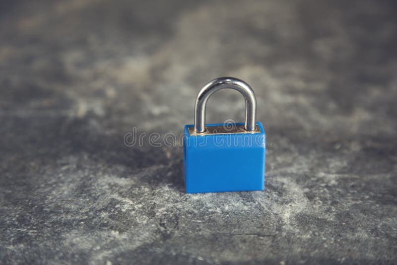 Blue Lock on the Grey Background Stock Photo - Image of choices, metal ...