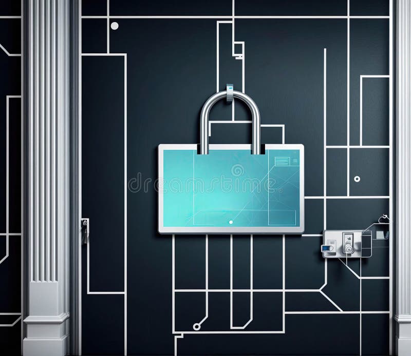 A Blue Lock is Hanging on a Wall Stock Illustration - Illustration of ...