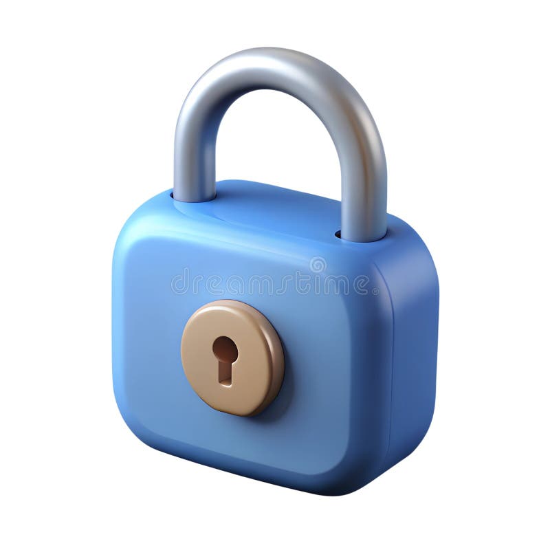 Blue Lock Icon Isolated on White. 3d Rendering Illustration Stock ...