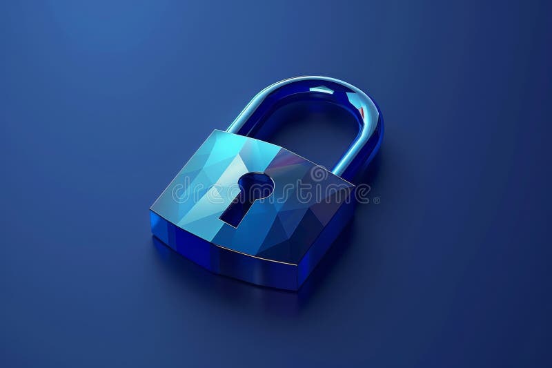 A Blue Lock with a Keyhole on a Blue Background Stock Illustration ...