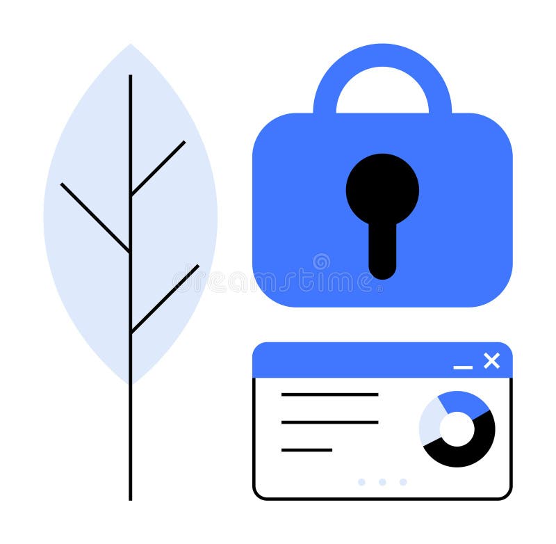Data Security and Environmental Sustainability Concept with Lock Leaf ...