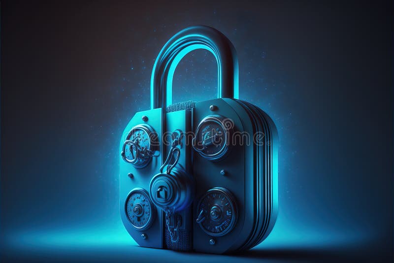 A Blue Lock with Two Clocks on it S Sides and a Keyhole on the Front of ...