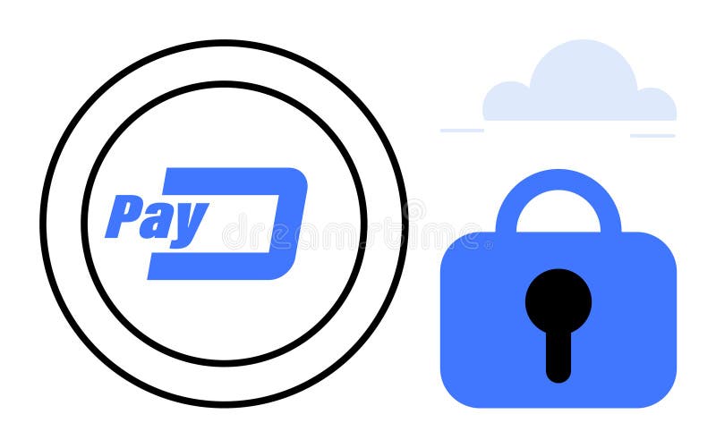 Digital Payment Security with Lock and Cloud Symbol in Minimalist ...