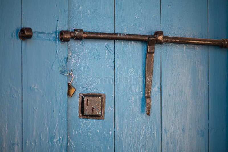 Blue Locked Door with Open Lockers Close Up Still Stock Image - Image ...