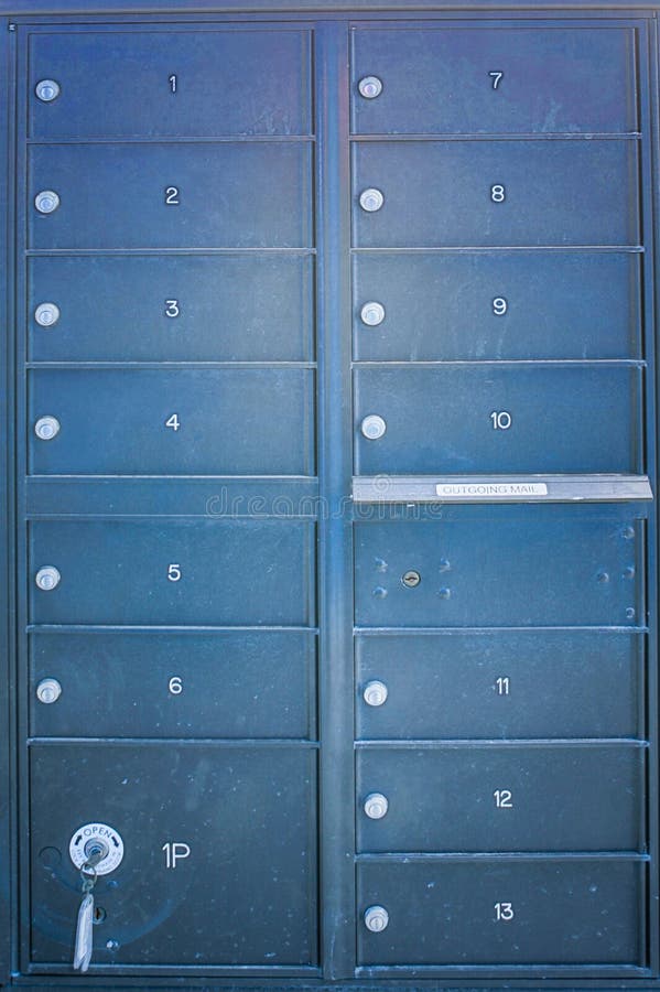 Blue Locked Multi Mail Box Locker Abstract Background Stock Photo ...