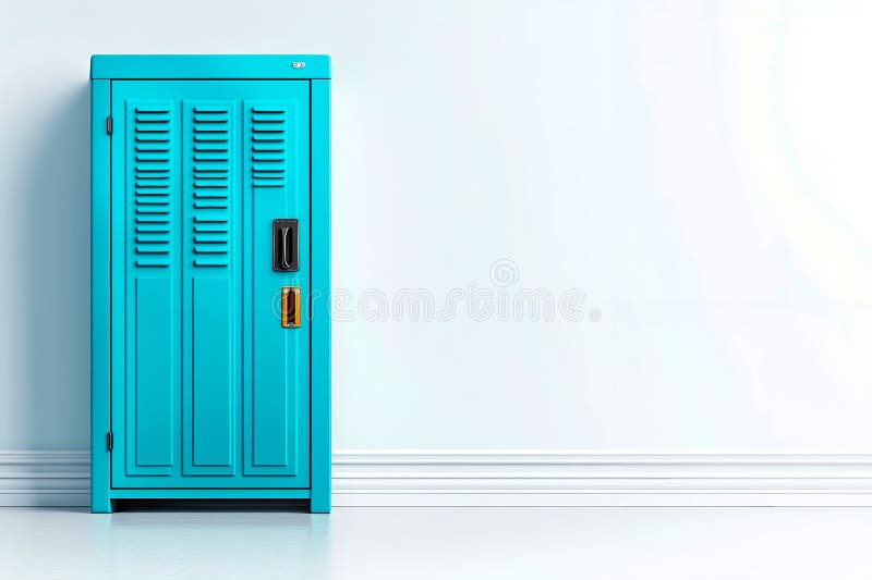 A Blue Locker in a Room with a White Wall Stock Image - Image of ...