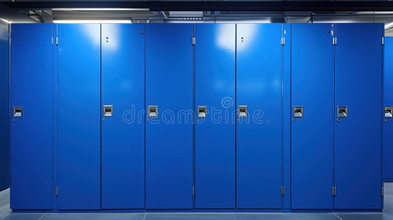 Blue Lockers in Modern Facility, Sleek Design, Organized Storage ...