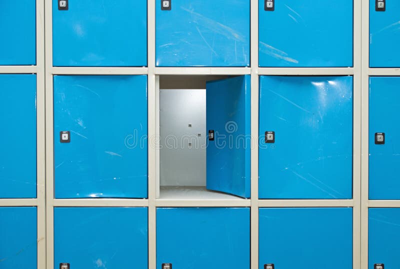 Blue Lockers with Open Doors. 3d Rendering Illustration Isolated Stock ...