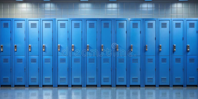 Blue Lockers in a Row, 3D Render, Blue Doors, School , Locker Room ...